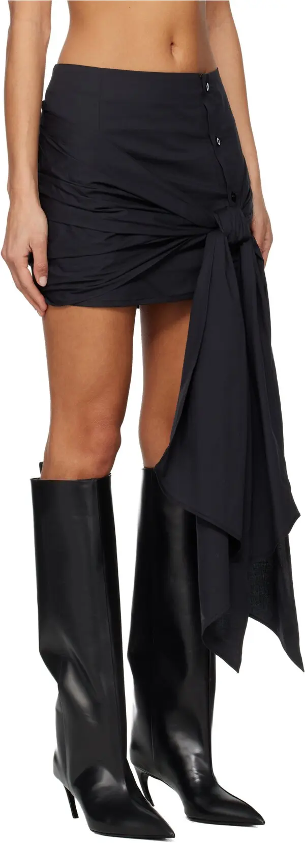 Attico Asymmetrical Draped Mini Skirt