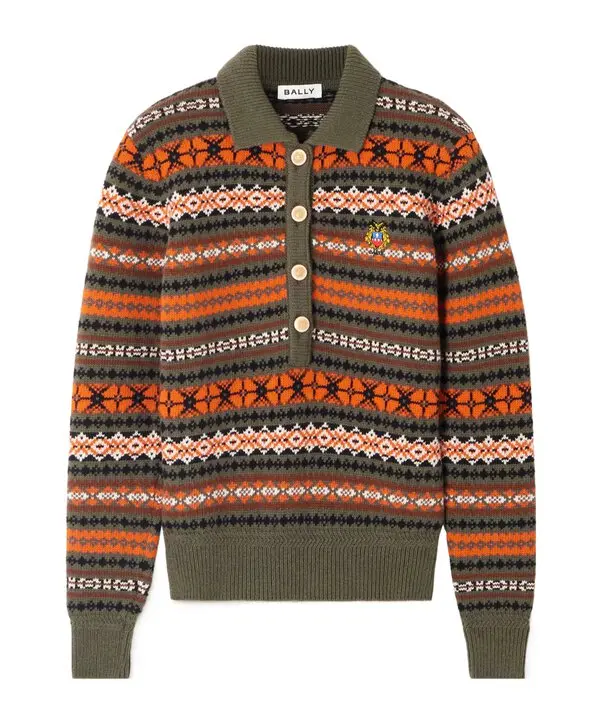 Bally Wool Jacquard Knit Polo Shirt