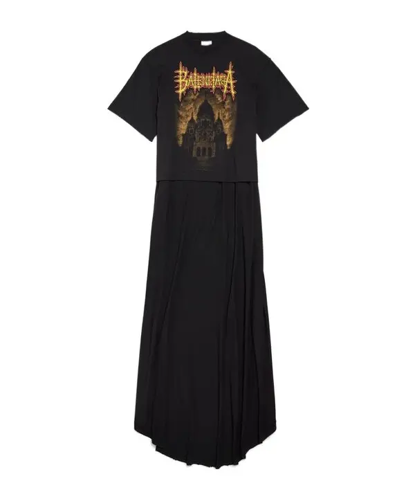 Balenciaga Train Graphic Print Layered T-shirt - Black