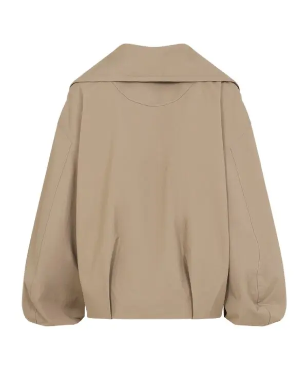 Co Rolled Collar Jacket With Drawstring Detail - Camel