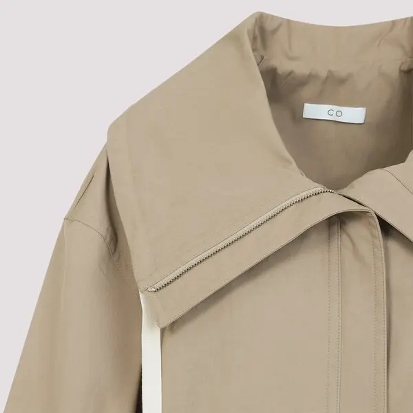 Co Rolled Collar Jacket With Drawstring Detail - Camel