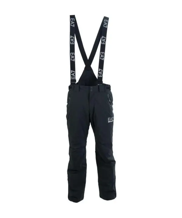 EA7 Logo Straight Jumpsuit With Suspenders - Black