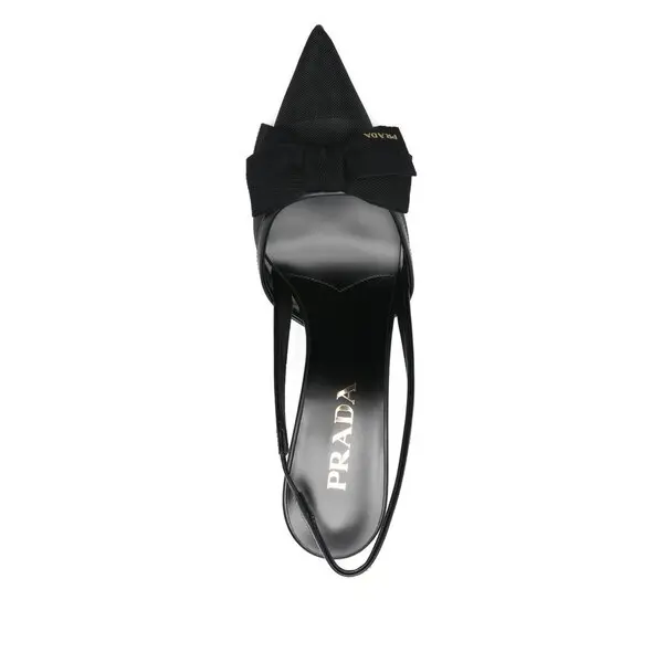Prada Bow Pointed-toe Slingback Pumps - Black