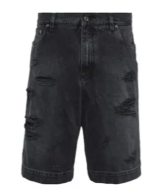 Dolce & Gabbana Distressed Denim Shorts - Black