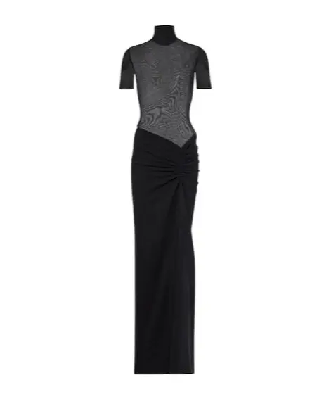 Christopher Esber Fusion Gathered Jersey And Crêpe Maxi Dress - Black