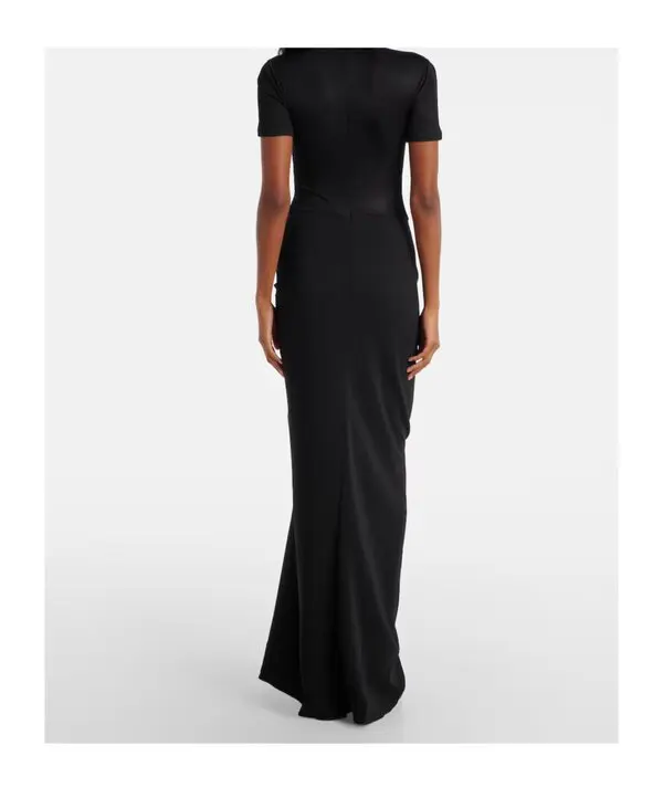 Christopher Esber Fusion Gathered Jersey And Crêpe Maxi Dress - Black