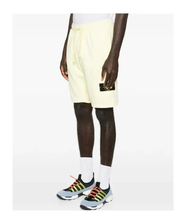 Stone Island Drawstring Logo Patch Shorts - Yellow