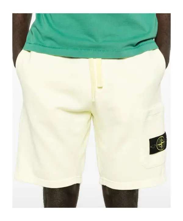 Stone Island Drawstring Logo Patch Shorts - Yellow