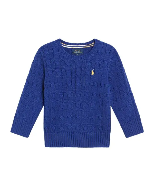 Polo Ralph Lauren Cable Knit Logo Embroidered Sweater - Blue