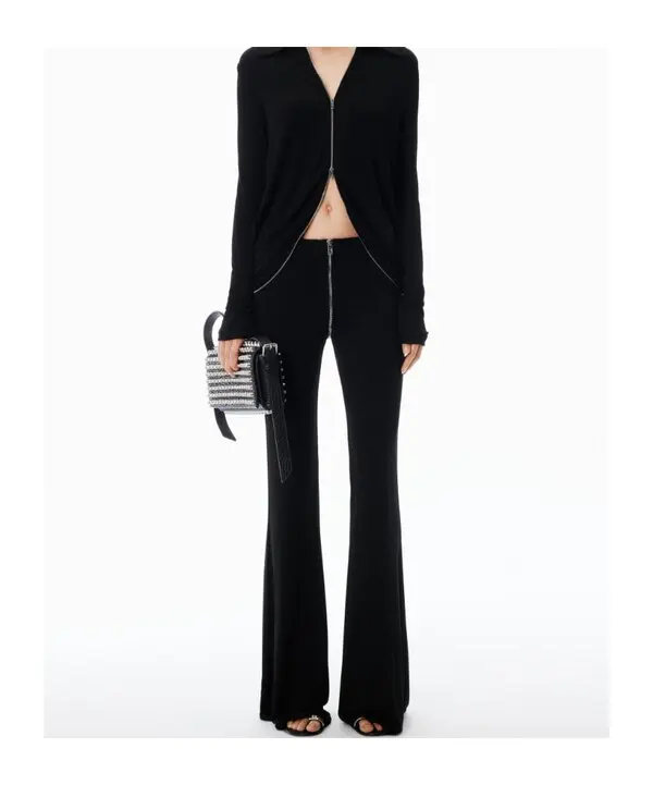 Alexander Wang Mid-rise Flared Pants With Center Zip