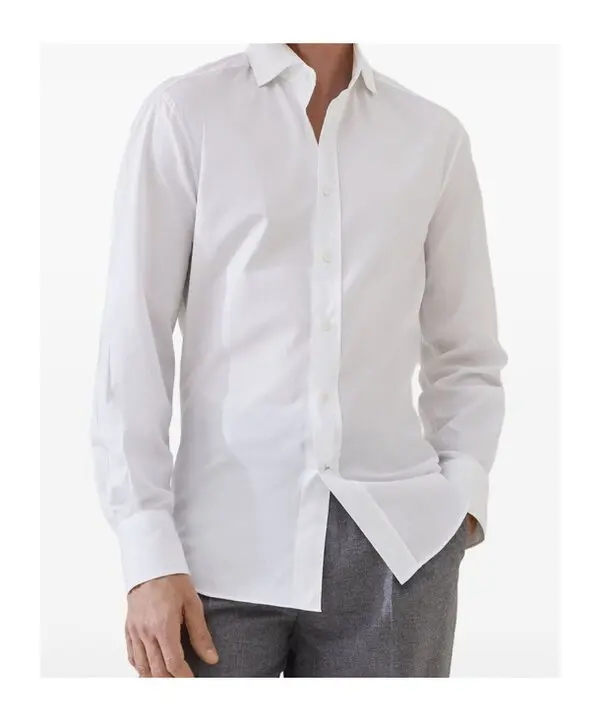 Brunello Cucinelli Button-up Long-sleeved Twill Shirt - White