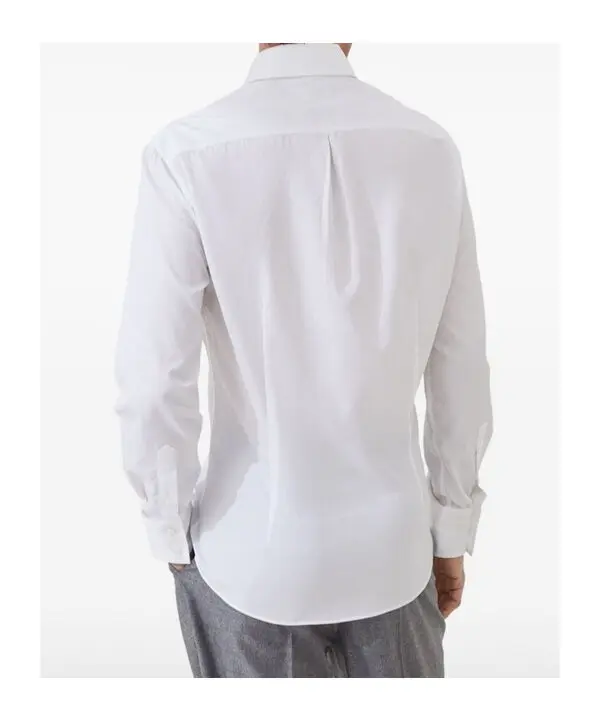 Brunello Cucinelli Button-up Long-sleeved Twill Shirt - White