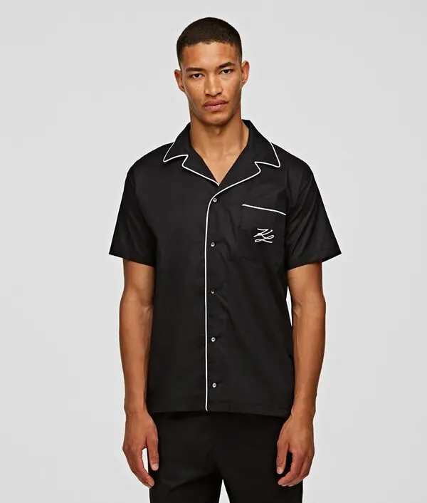 Karl Lagerfeld Short Sleeved Piping Pajama Shirt