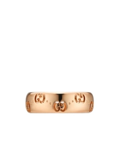 Gucci 18k Gg Thin Ring - Rose