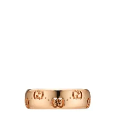Gucci Icon 18k Gg Thin Ring - Rosy