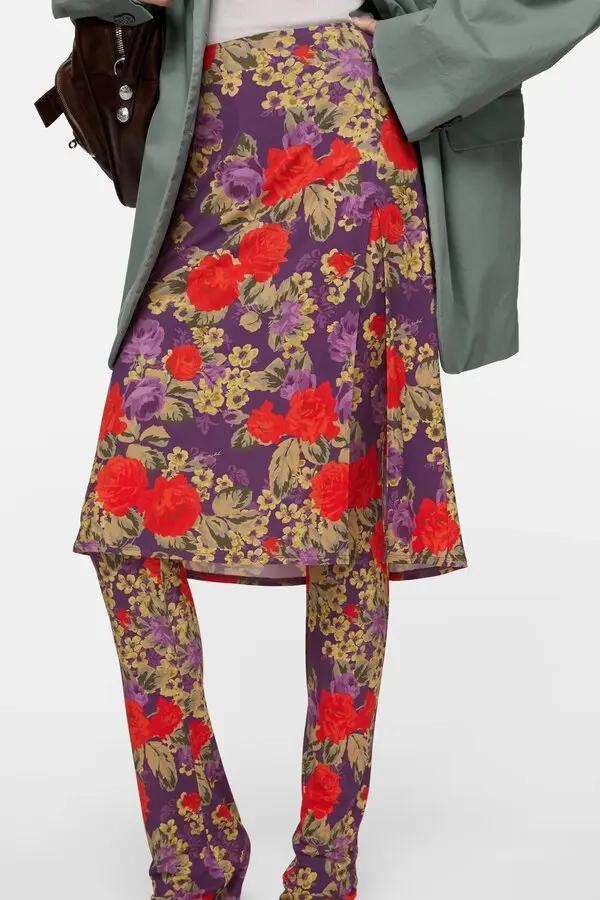 Acne Studios Layla Midi Skirt With Trouser Underlayer - Red