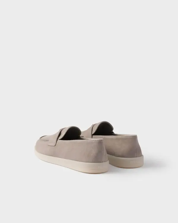 Prada Logo Plaque Almond Toe Loafers