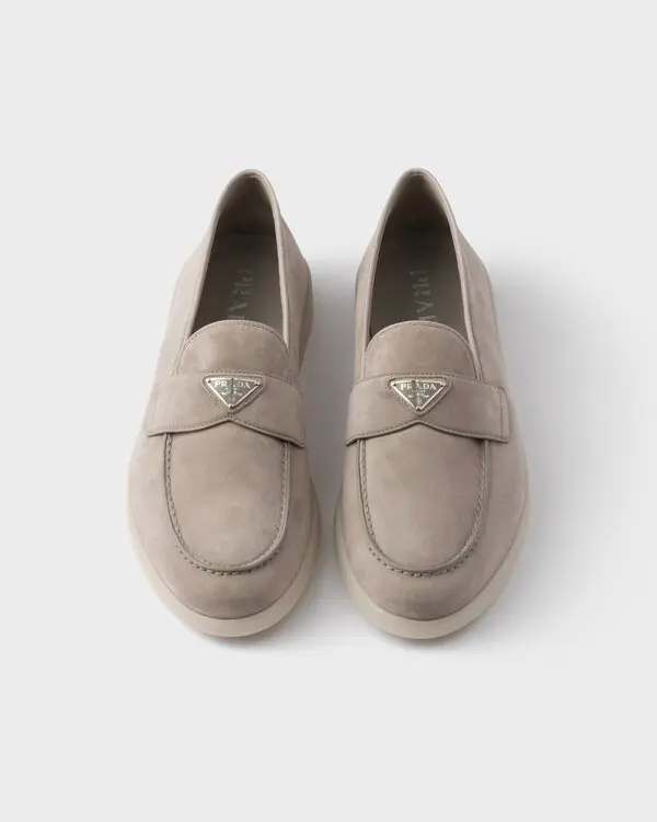 Prada Logo Plaque Almond Toe Loafers