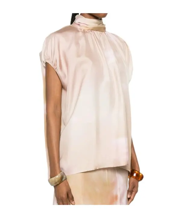 Fabiana Filippi Sleeveless Bow Collar Printed Top
