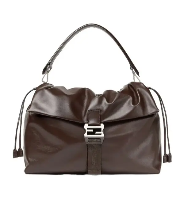 Fendi Flux Maxi Messenger Bag - Dark Brown