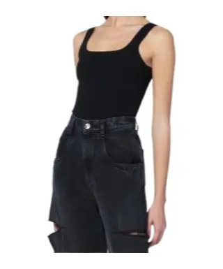 ENTIRE STUDIOS Square-neck Fitted Top - Black
