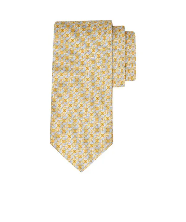 FERRAGAMO Gancini Square Print Silk Neck Tie