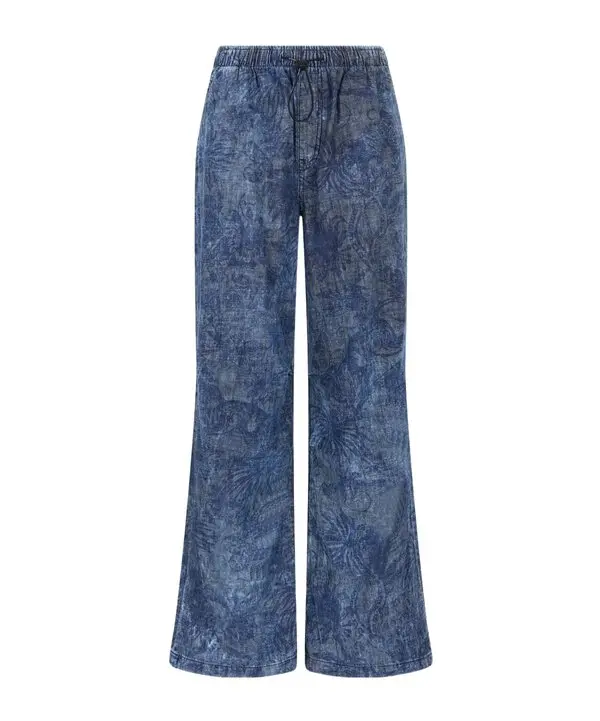 Just Cavalli High-waisted Floral Print Denim Pants