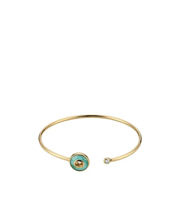 Gucci Interlocking G Bangle Bracelet With Diamond And Stone - Yellow