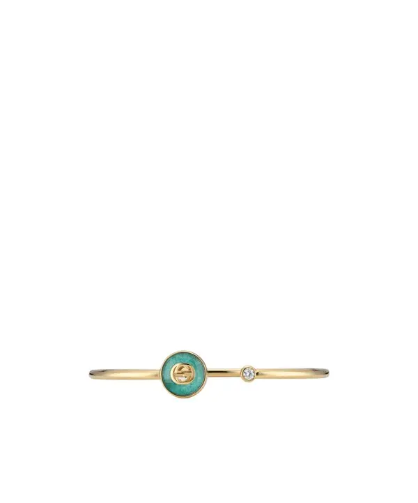 Gucci Interlocking G Bangle Bracelet With Diamond And Stone