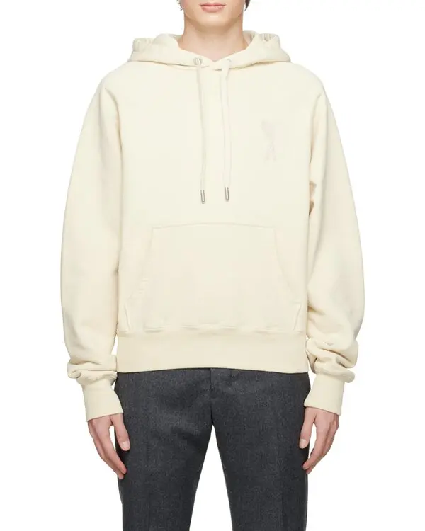 AMI Paris De Coeur Embroidered Organic Cotton Hoodie