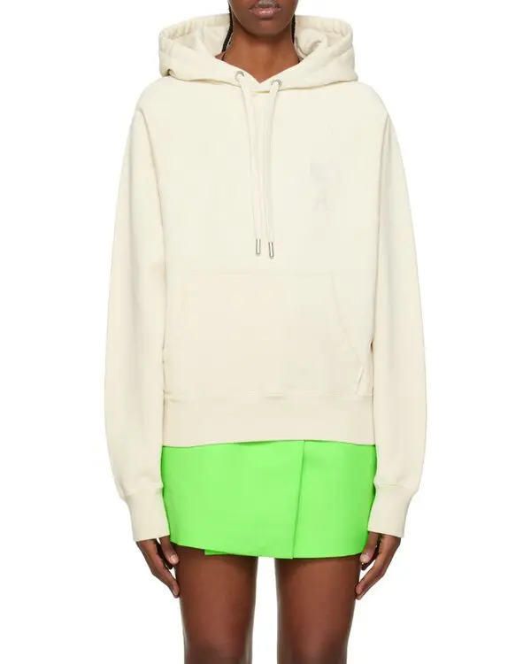 AMI Paris De Coeur Embroidered Organic Cotton Hoodie