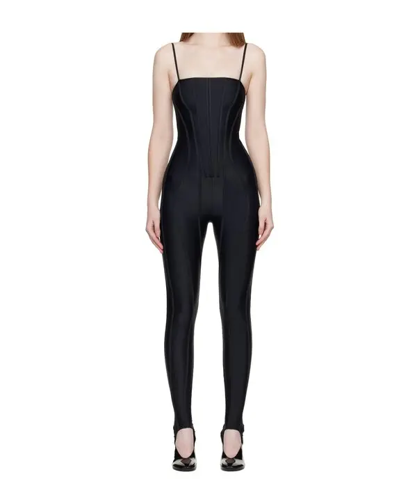 MUGLER Corset Sleeveless Jumpsuit - Black