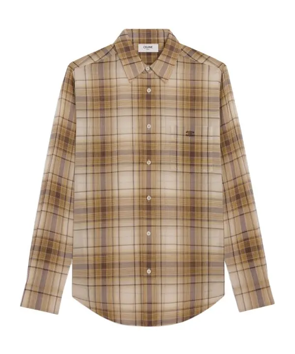 Celine Loose Shirt In Light Checked Cotton