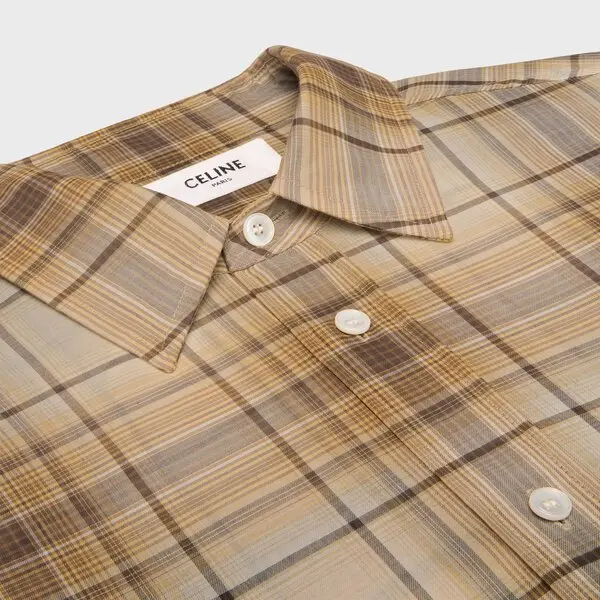 Celine Loose Shirt In Light Checked Cotton