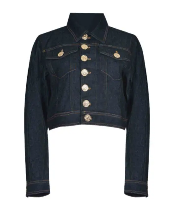 DONDUP Cropped Denim Jacket With Button Closure - Black
