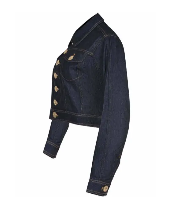 DONDUP Cropped Denim Jacket With Button Closure - Black