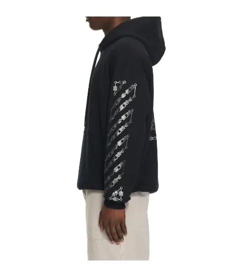 Off-White Chain Arrow Diagonal Drawstring Hoodie - Black