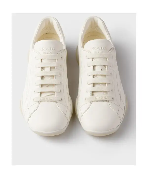 Prada Nappa Leather Lace-up Sneakers - Ivory