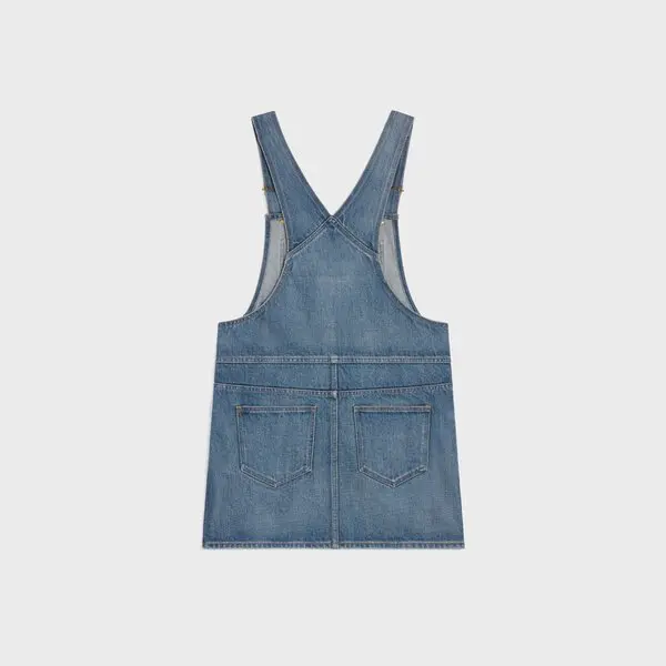 Celine Union Wash Denim Dungaree Mini Dress