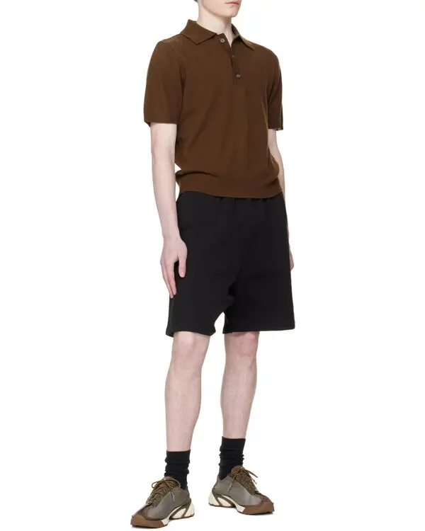 ENTIRE STUDIOS Elastic Waist Drawstring Shorts - Black