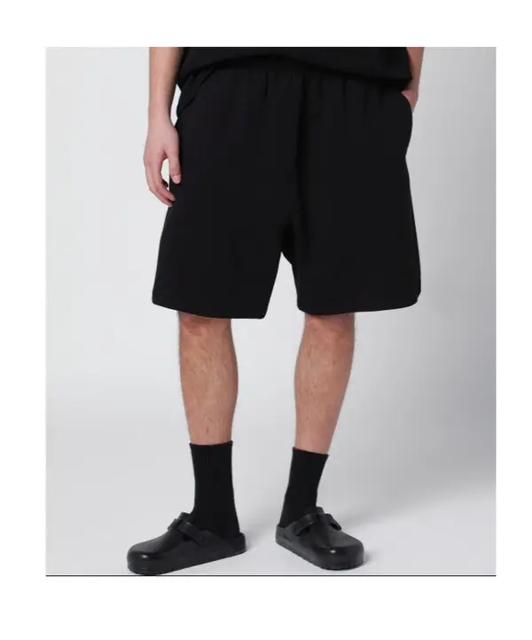 ENTIRE STUDIOS Elastic Waist Drawstring Shorts - Black