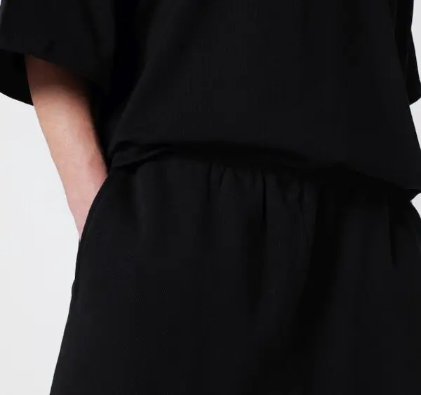 ENTIRE STUDIOS Elastic Waist Drawstring Shorts - Black