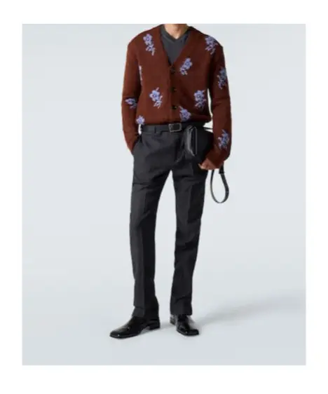 JIL SANDER Alpaca And Wool-blend Floral Intarsia V-neck Cardigan