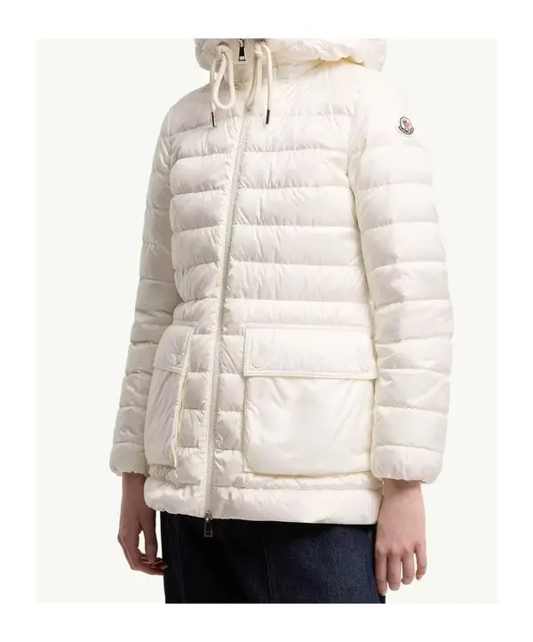 Moncler Jasmin Short Down Jacket With Hood - White