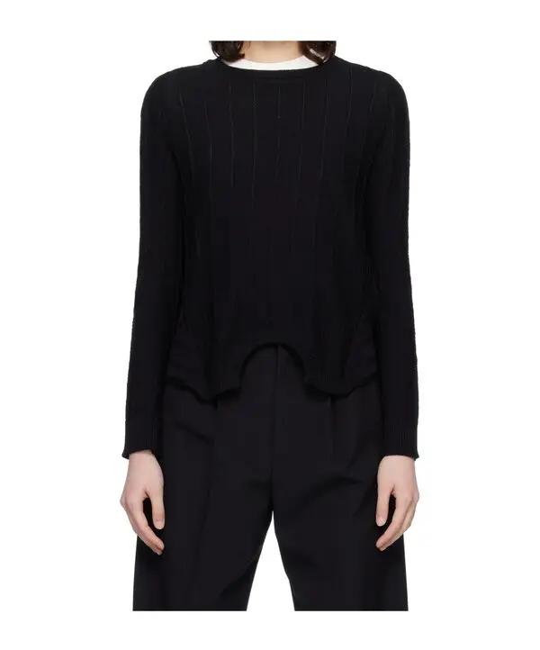 MAISON MARGIELA Ribbed Knit Crewneck Sweater - Black