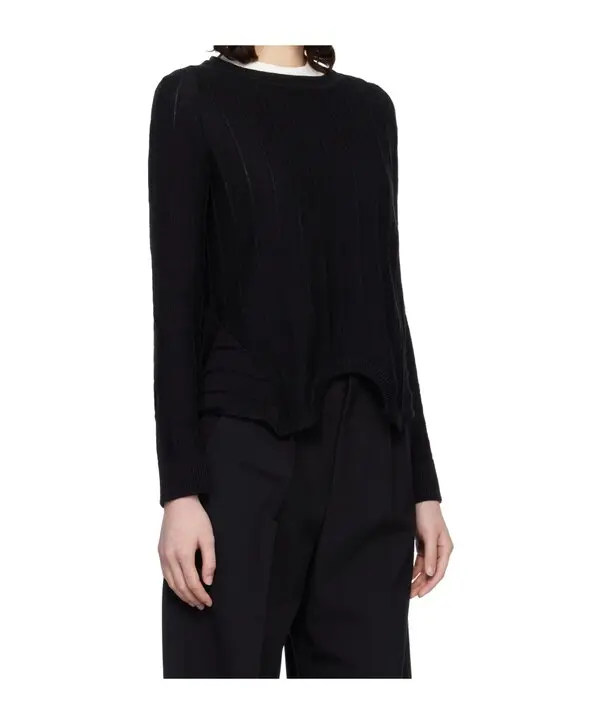MAISON MARGIELA Ribbed Knit Crewneck Sweater - Black
