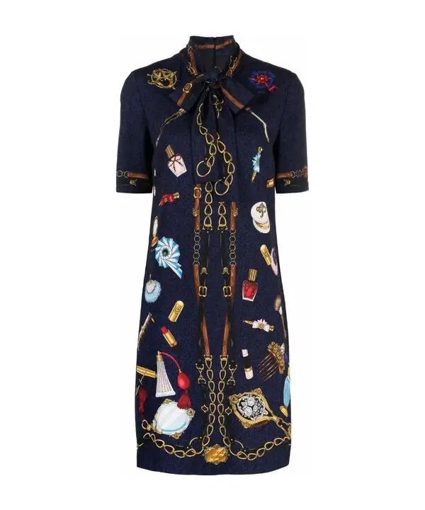 Moschino Short Sleeve Fantasy Print Dress