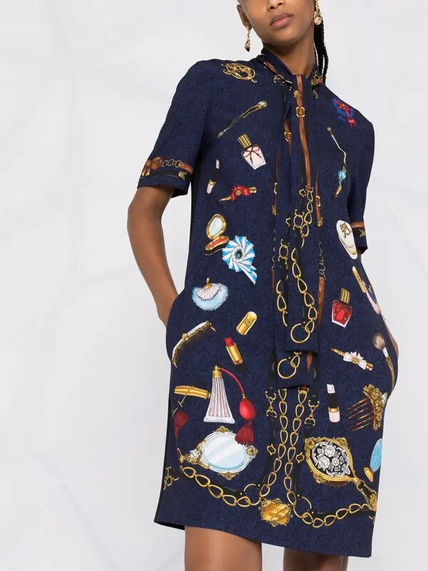 Moschino Short Sleeve Fantasy Print Dress