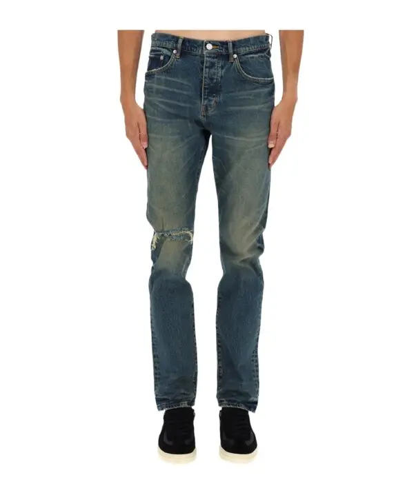 PURPLE BRAND Slim Fit Distressed Jeans - Black
