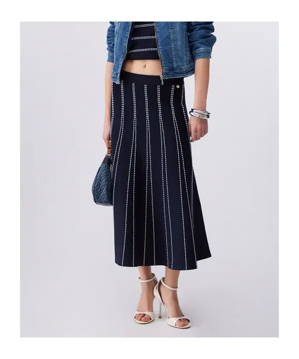 Liu Jo Striped Knit Midi Skirt